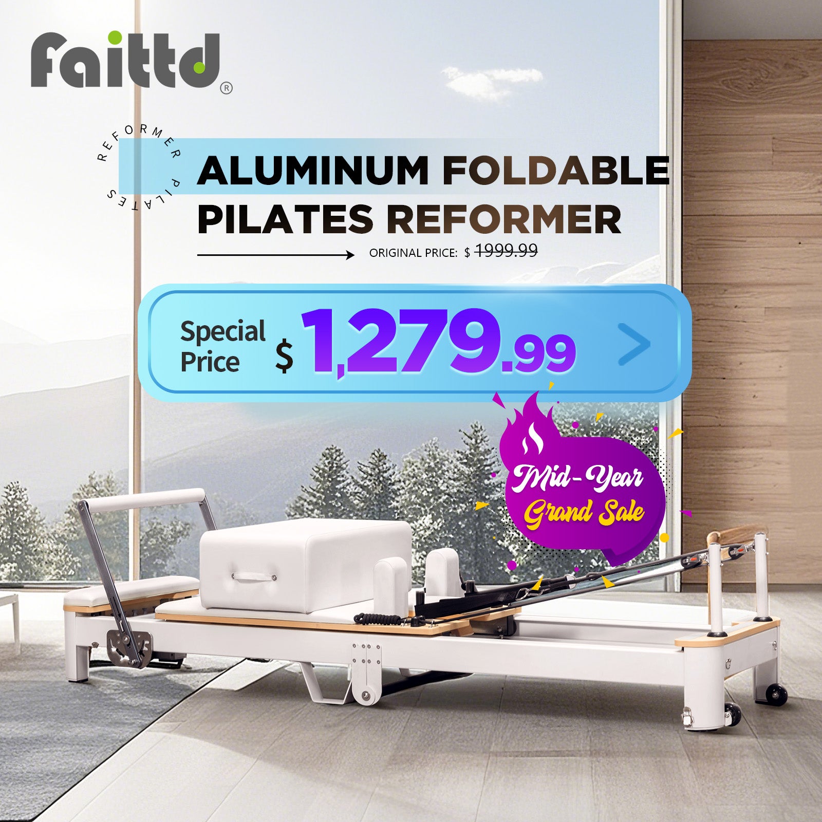 White Aluminum Foldable Pilates Reformer – Faittd-pilates