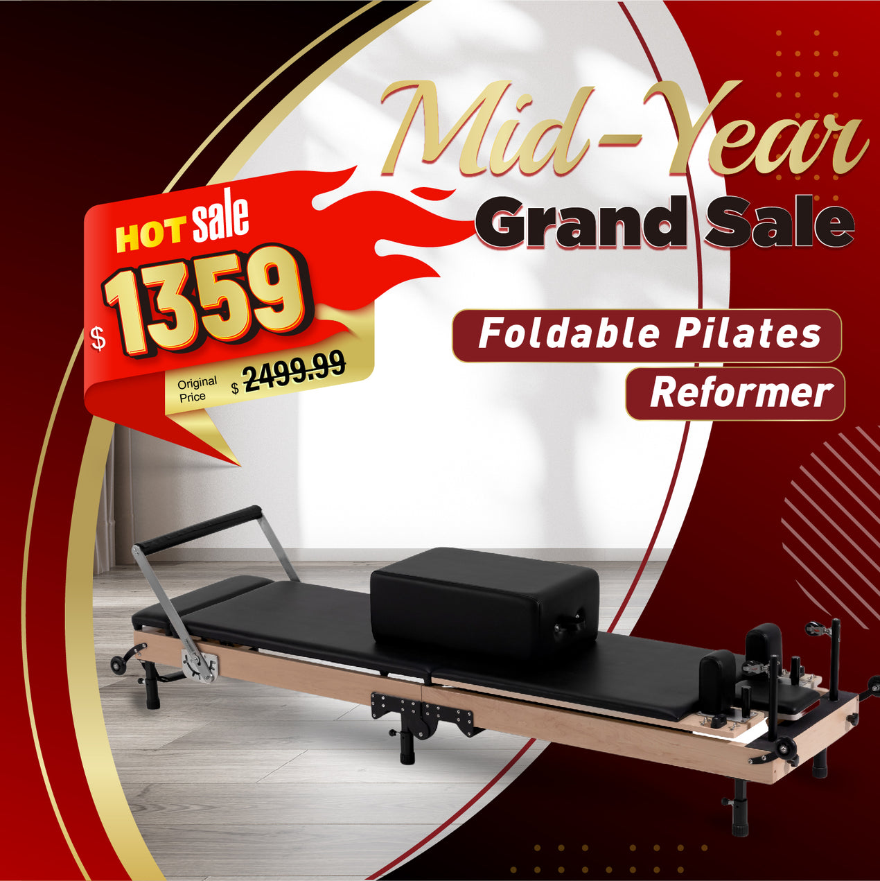 White Aluminum Foldable Pilates Reformer – Faittd-pilates